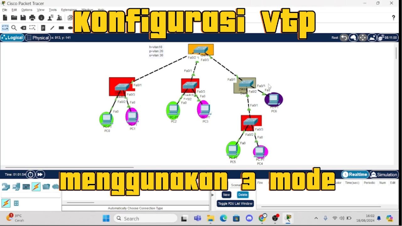 Tutorial Configuration Vtp Vlan Trunking Protocol3 Mode Dhcp Dan Static Youtube
