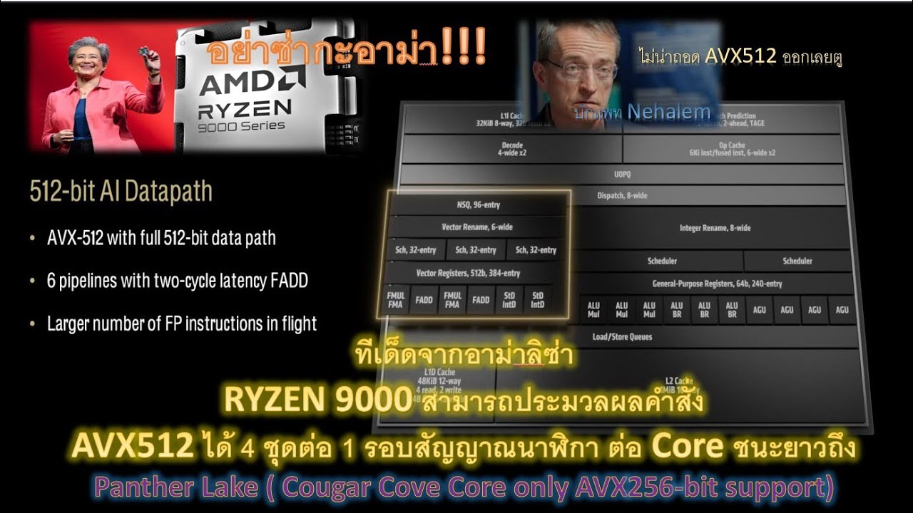 เปิดทีเด็ด ZEN5 Microarchitect ฆ่าทุก CPU Intel ยัน Panther Lake ด้วย 4 x AVX512-bit Output ...