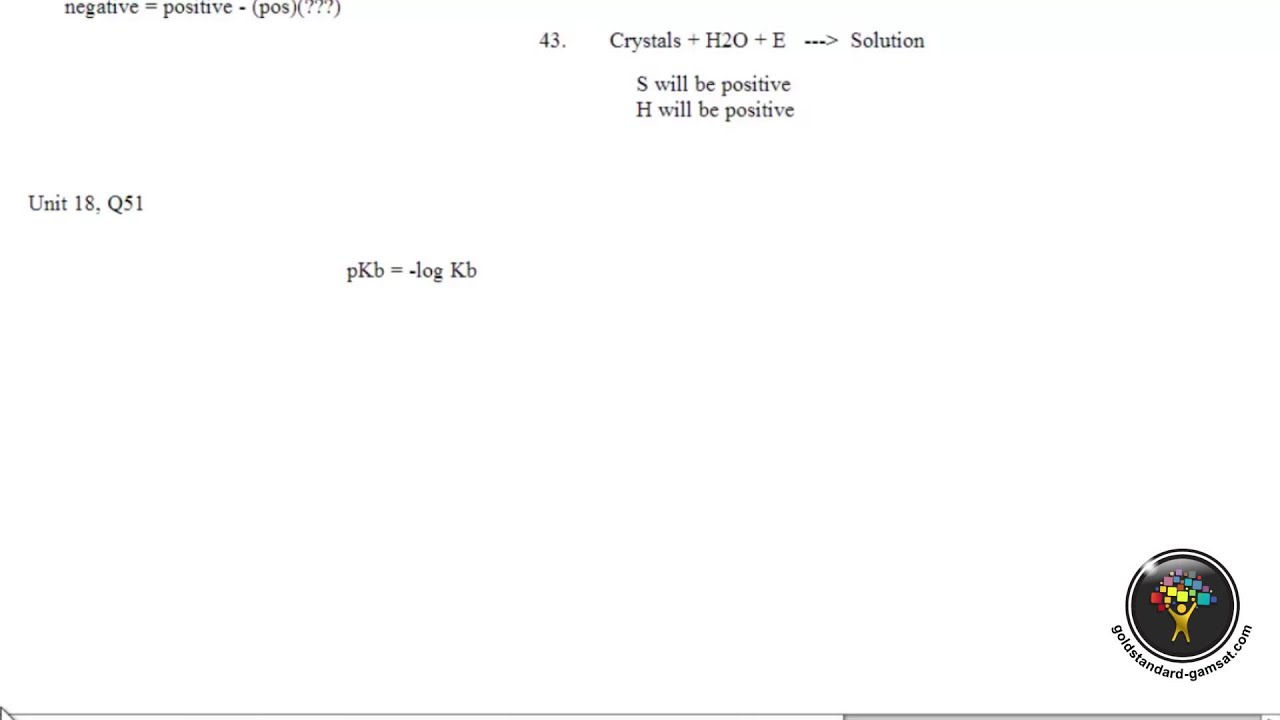 GAMSAT General Chemistry Unit 18 practice question 51 from ACER Blue ...