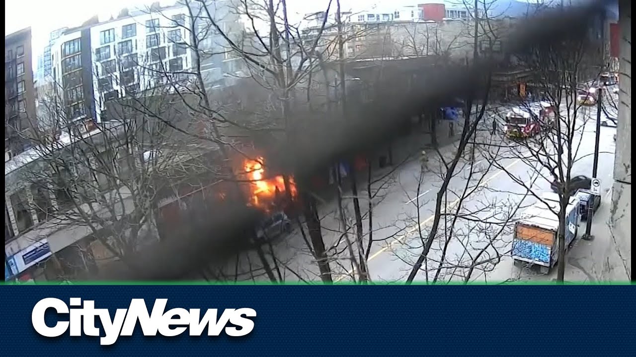 Explosion, fire in tent on DTES - YouTube