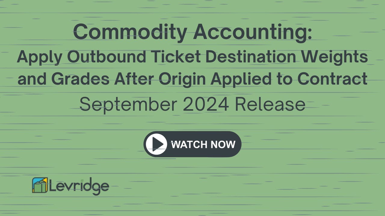 Commodity Accounting: Outbound Ticket Destination Weights & Grades ...