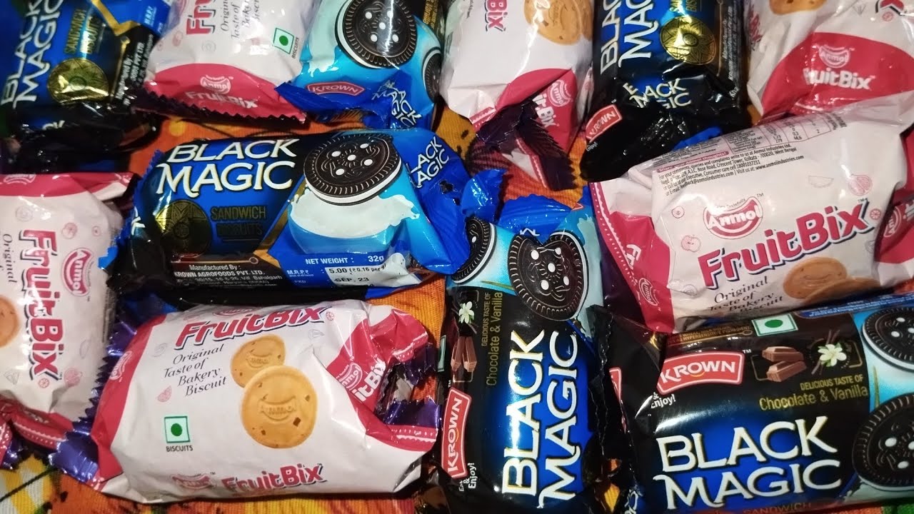 Anmol Fruit Mix Biscuit Vs Black Magic Chocolate And Vanila Biscuit ...