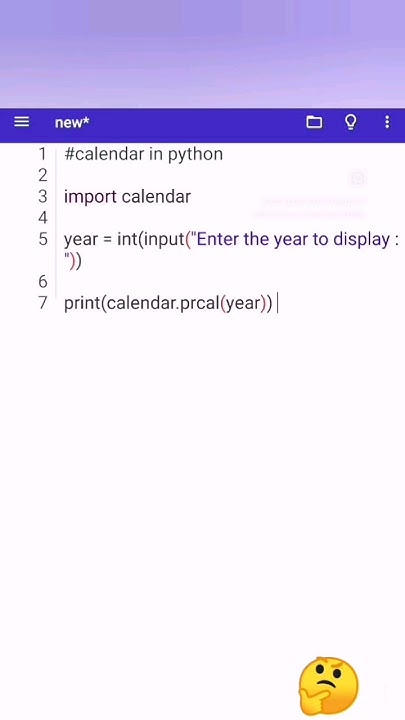 Calendar In Python Code Coder Pythonprogram Code Python Py Pythonprogram Pythonlanguage 1279