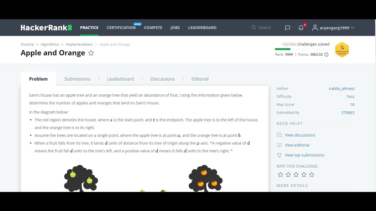 Hackerrank Apple And Orange Problem Solving Basic C Youtube