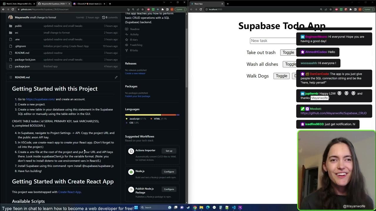 #100Devs - Let's Build a CRUD App With Supabase! (PostgreSQL, Supabase, React, JS) - YouTube