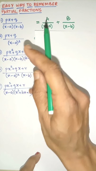 Easy Way to Remember Integration Partial Fractions Formulae #shorts ...