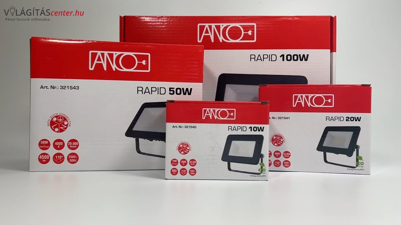 Anco Rapid LED reflektor 4000K természetes fehér IP65 tömszelencés ...