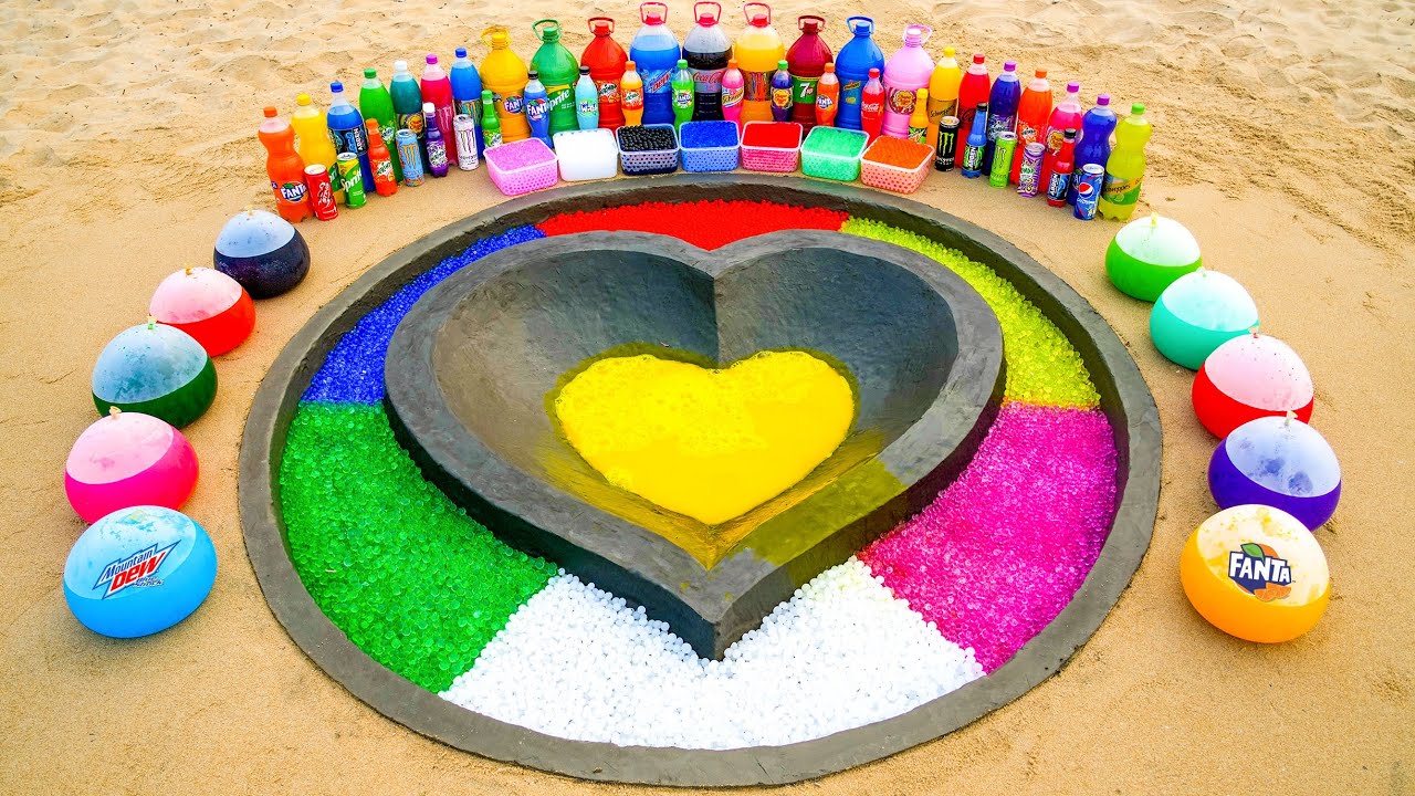 How to make Floating Heart with Cement and Orbeez Rainbow, Big Balloons ...