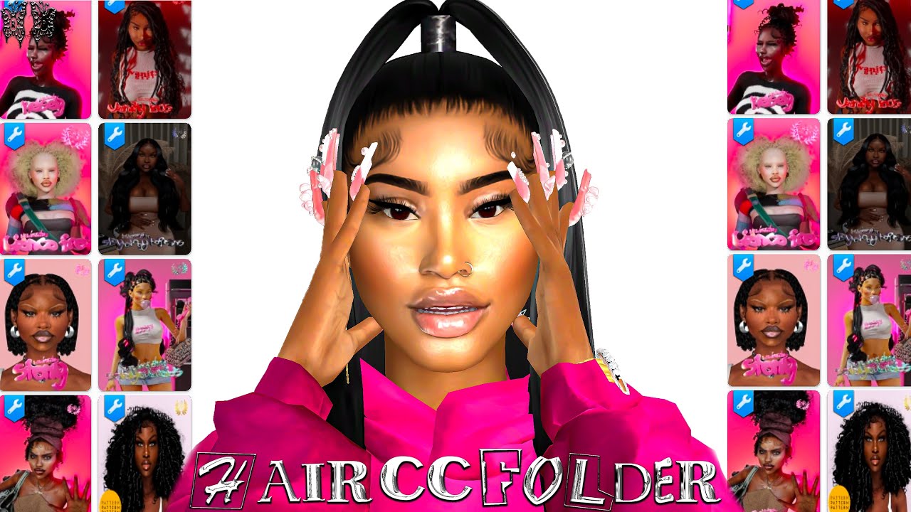 MY ENTIRE HAIR CC FOLDER | The Sims 4 | BEST BLACK/URBAN Sims 4 CC ...