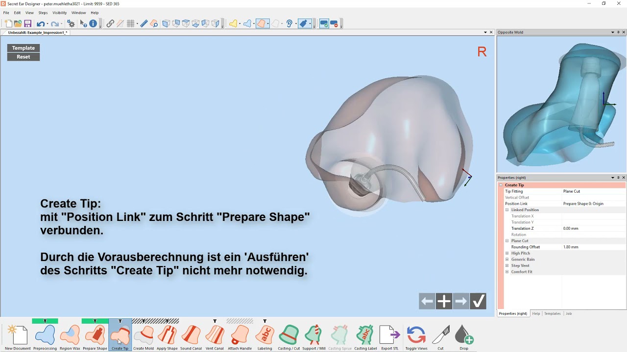 Modellieren von RIC-Otoplastiken im Secret Ear Designer - YouTube