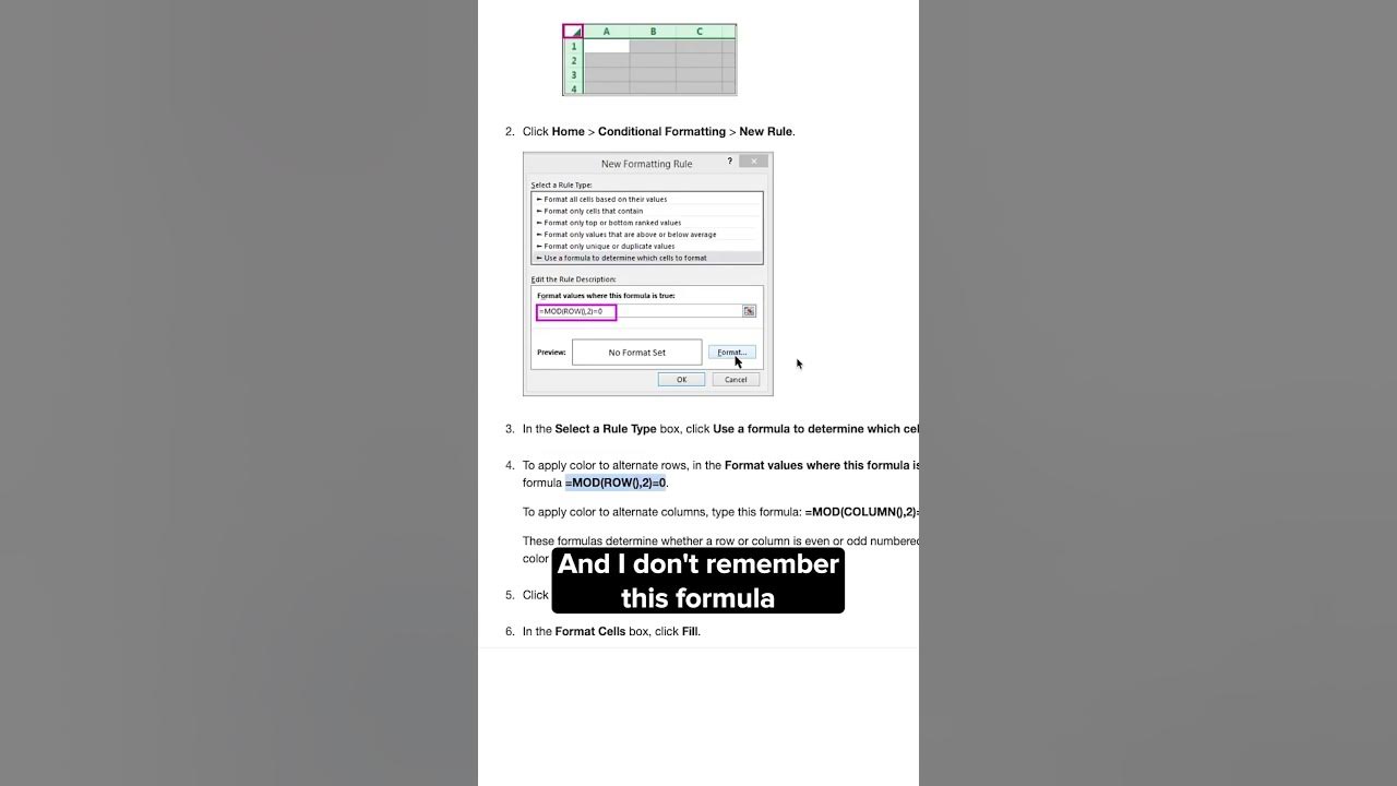Excel Formatting Trick For Lots Of Rows Excelhelp Exceltutorial Exceltips Powerpoint Youtube 