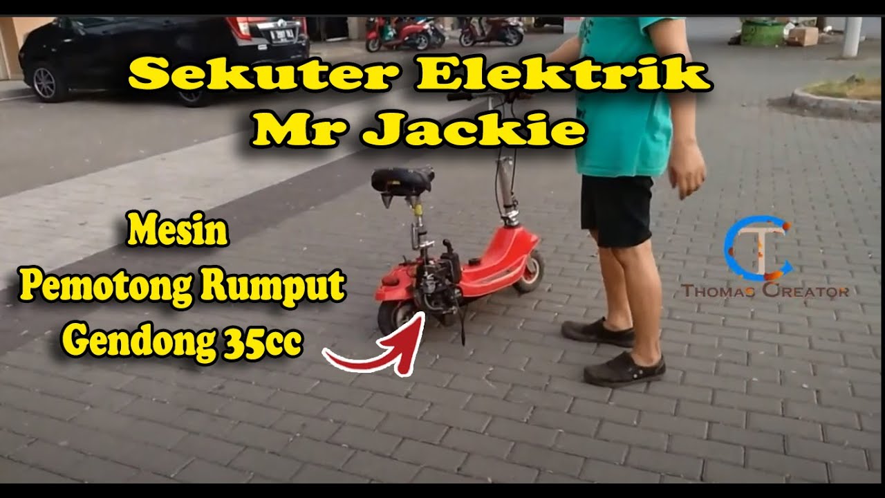 Modifikasi Sekuter Otoped Mr Jackie Elektrik Pake Mesin Potong Rumput ...