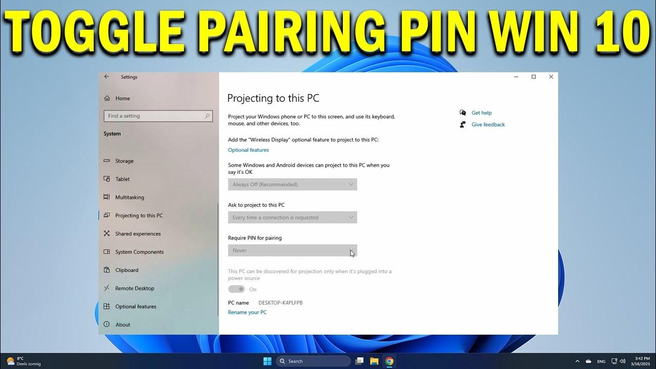 How To Enable or Disable Require PIN for Pairing When Projecting to This PC in Windows 10 -Quick ...