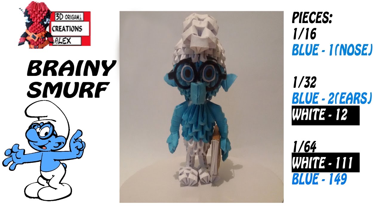 HOW TO MAKE 3D ORIGAMI BRAINY SMURF TUTORIAL || DIY 3D ORIGAMI BRAINY ...