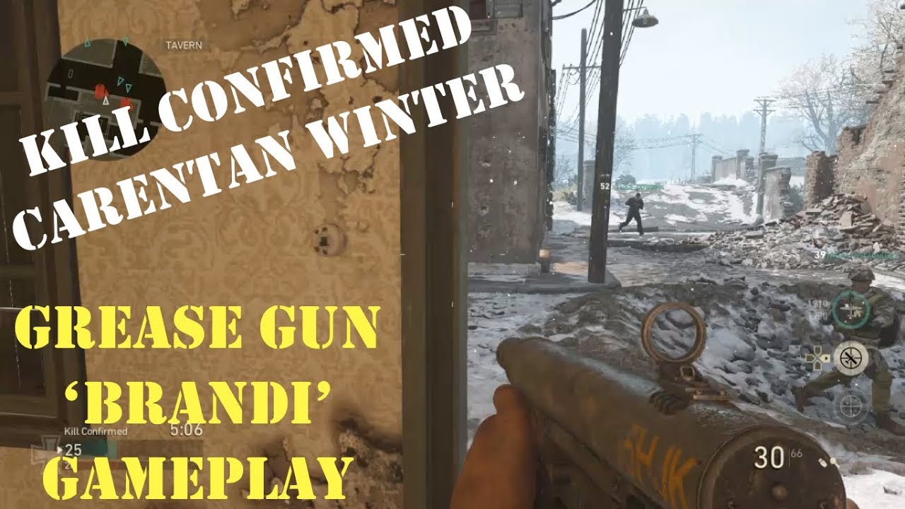 Grease Gun 'Brandi' gameplay. Kill Confirmed Carentan Winter COD WW2 ...