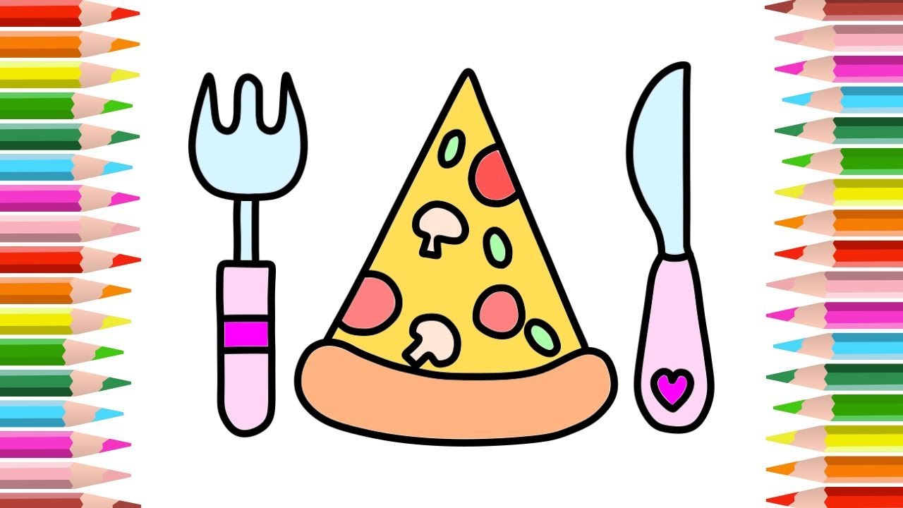How to Draw Pizza Slice | Tutorial For Kids & Toddlers | Easy Drawing Step By Step ( Painting ...