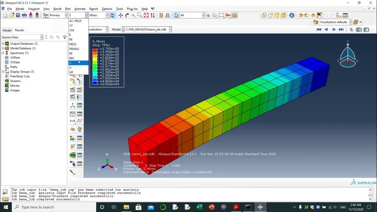 Abaqus Analysis Cantilever Beam 3D - YouTube