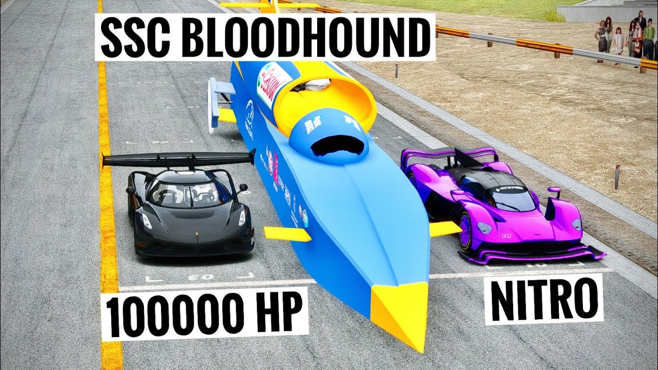 100000 HP Koenigsegg Jesko Black Devil vs SSC Bloodhound vs NITRO Aston ...