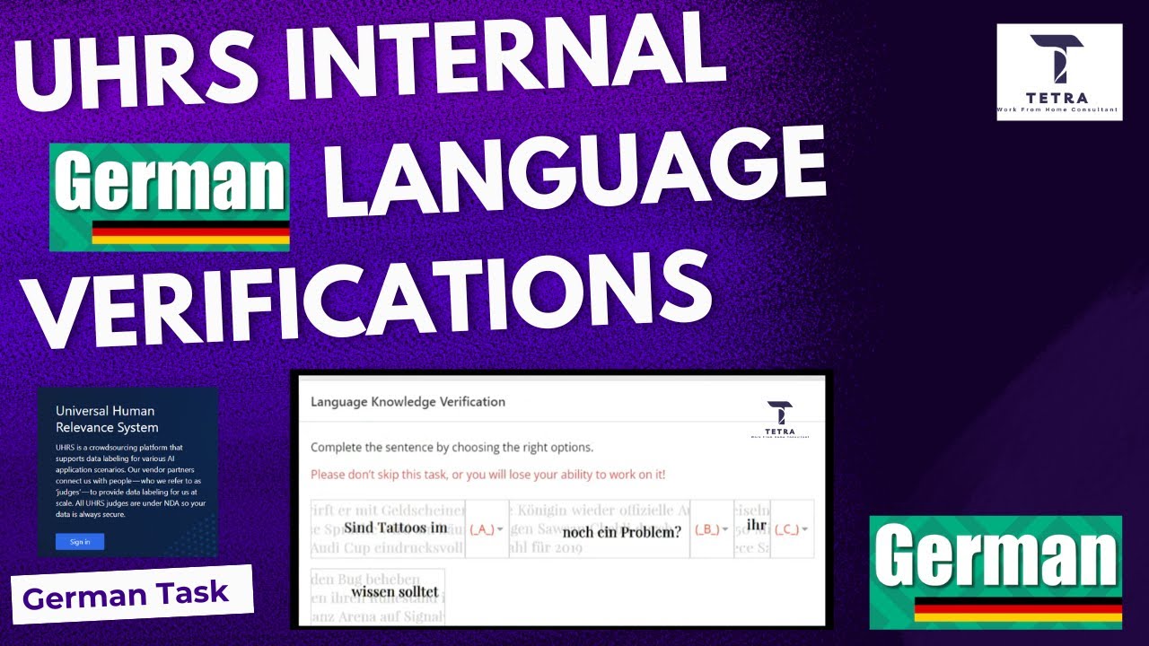 GERMAN UHRS LANGUAGE KNOWLEDGE VERIFICATION TASK | TETRA ACADEMY ...