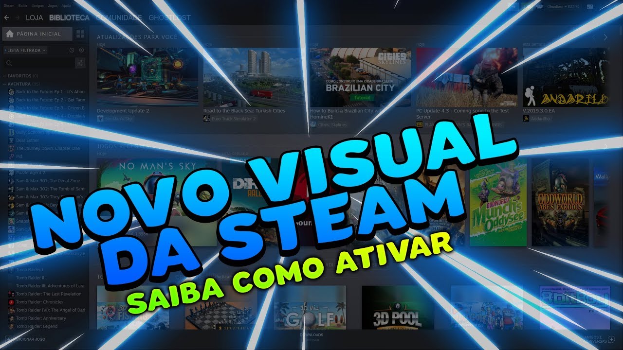 APRENDA A ATIVAR O NOVO VISUAL DA STEAM / FICOU DEMAIS 👌 - YouTube