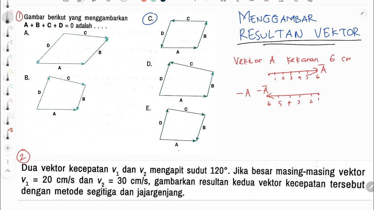 PART 1 VEKTOR Penjelasan menggambar resultan vektor metode segitiga dan ...