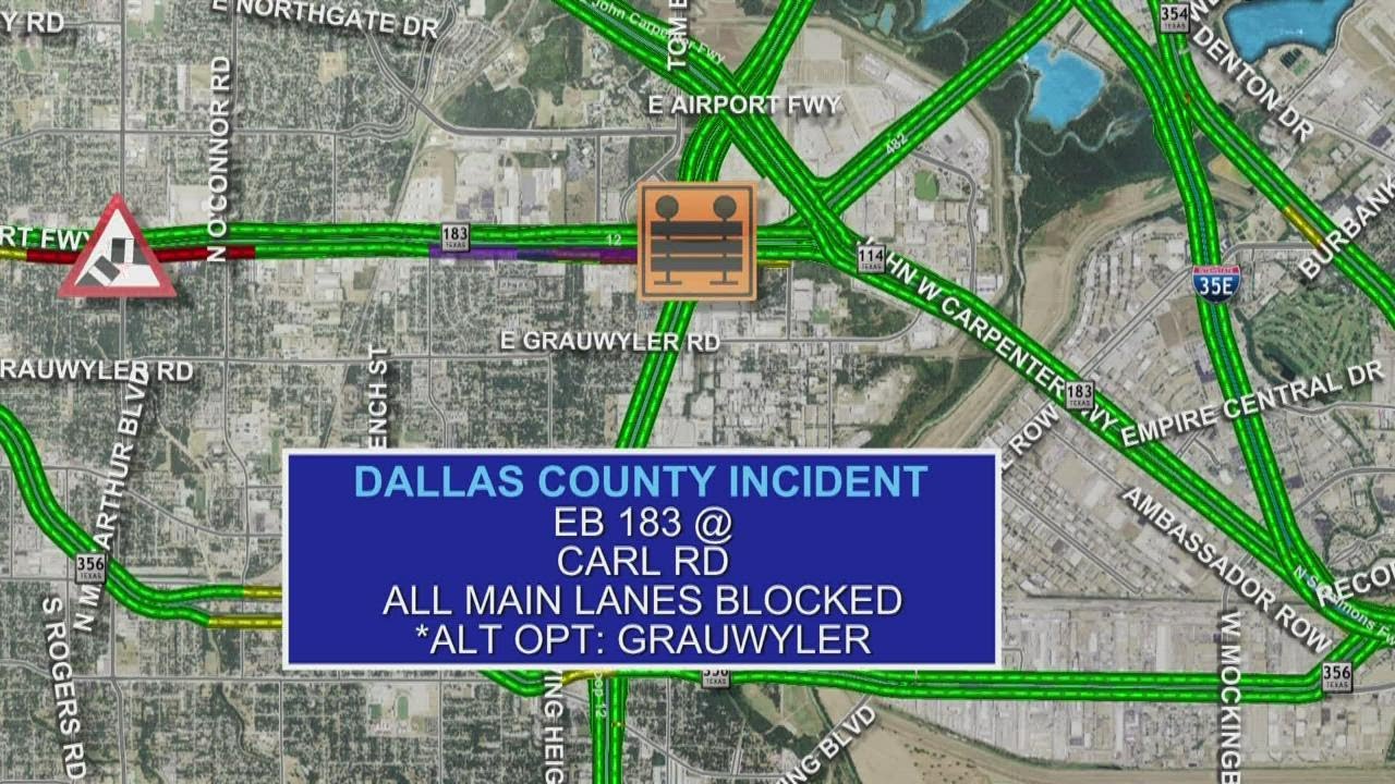 Texas 183 shut down in Irving after fatal accident - YouTube