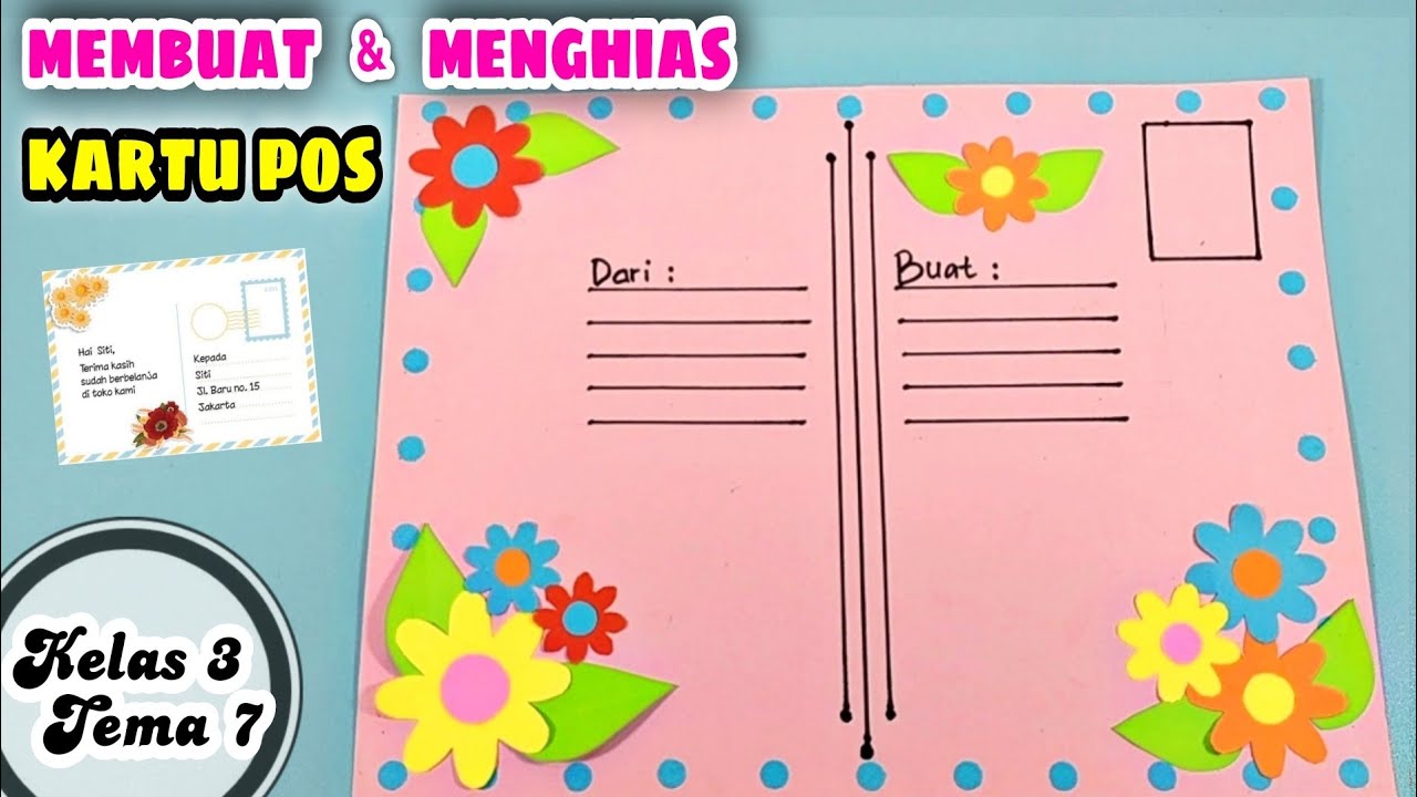 Cara Membuat Dan Menghias Kartu Pos Tugas Kelas 3 Tema 7 || Buat Kartu ...
