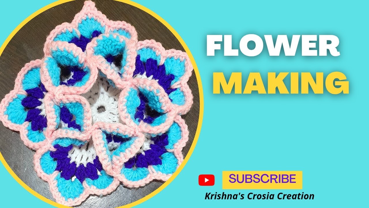 Crochet Knitting# How To Make Crosia Beautiful Woolen FlowerDesign ...