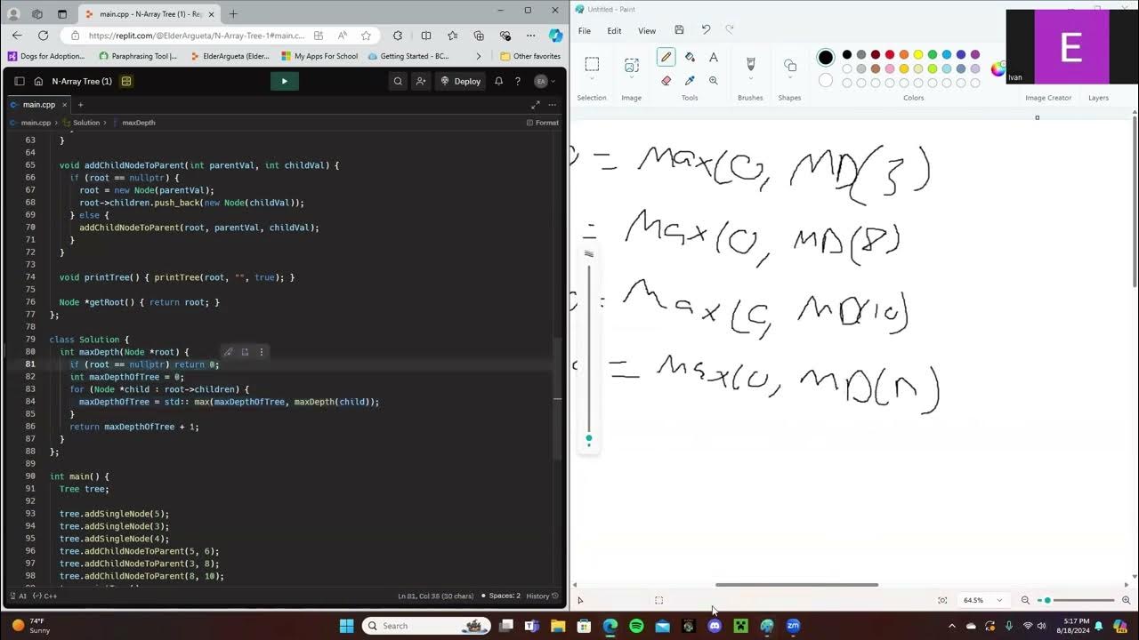 Max Depth of N Array Tree in C++ - YouTube