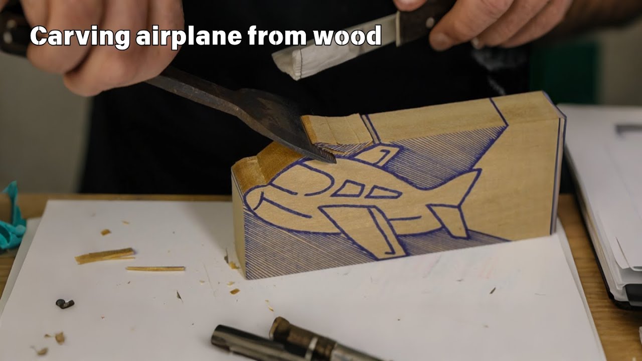 Carving airplane from wood - YouTube