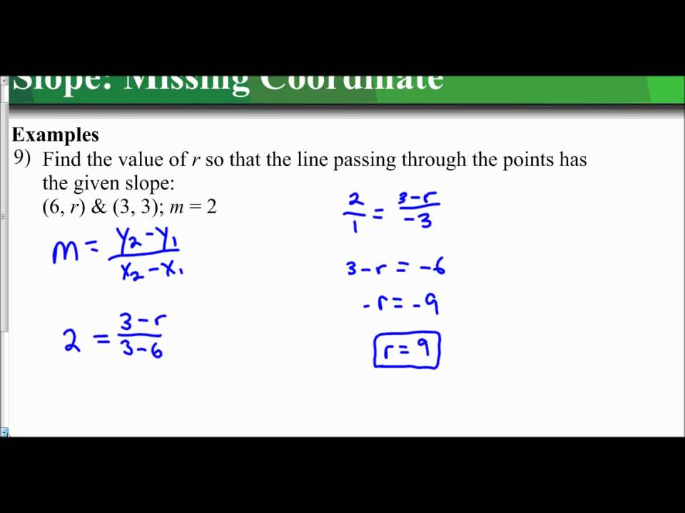 Lesson 2.3 - Using Slope to Find the Value of a Missing Coordinate ...