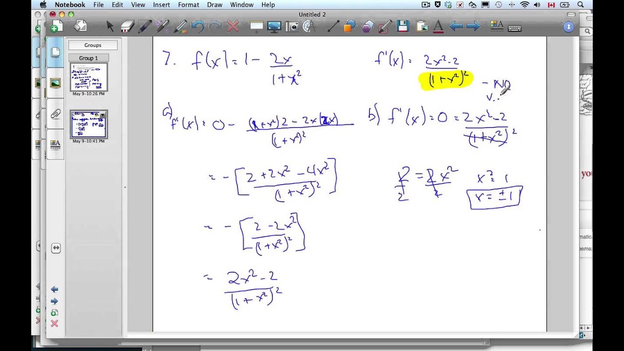 IB - Intervals of Increase and Decrease with a Rational Function - YouTube
