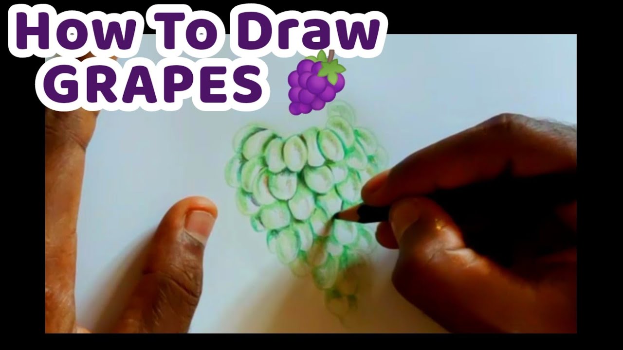 How to draw GRAPES🍇 with colour pencil 👍 - YouTube