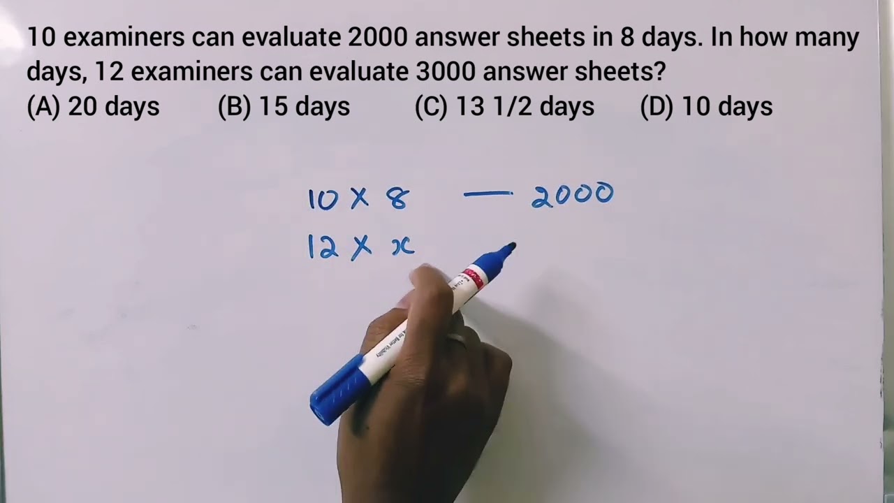 10 Examiners Can Evaluate 2000 Answer Sheets In 8 Days In How Many 10 Examiners Can Evaluate 2000 Answer Sheets In 8 Days In How Many