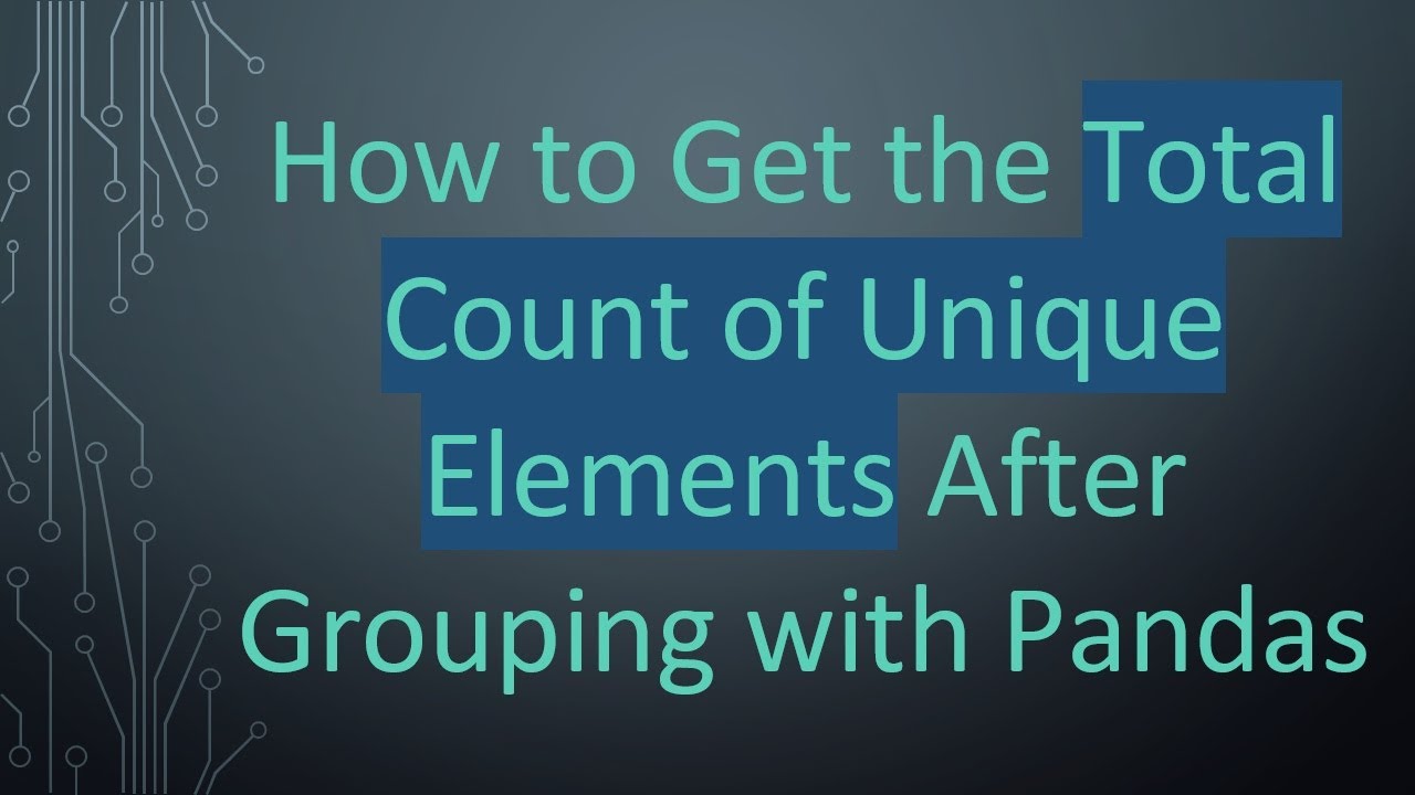 How To Get The Total Count Of Unique Elements After Grouping With Pandas Youtube