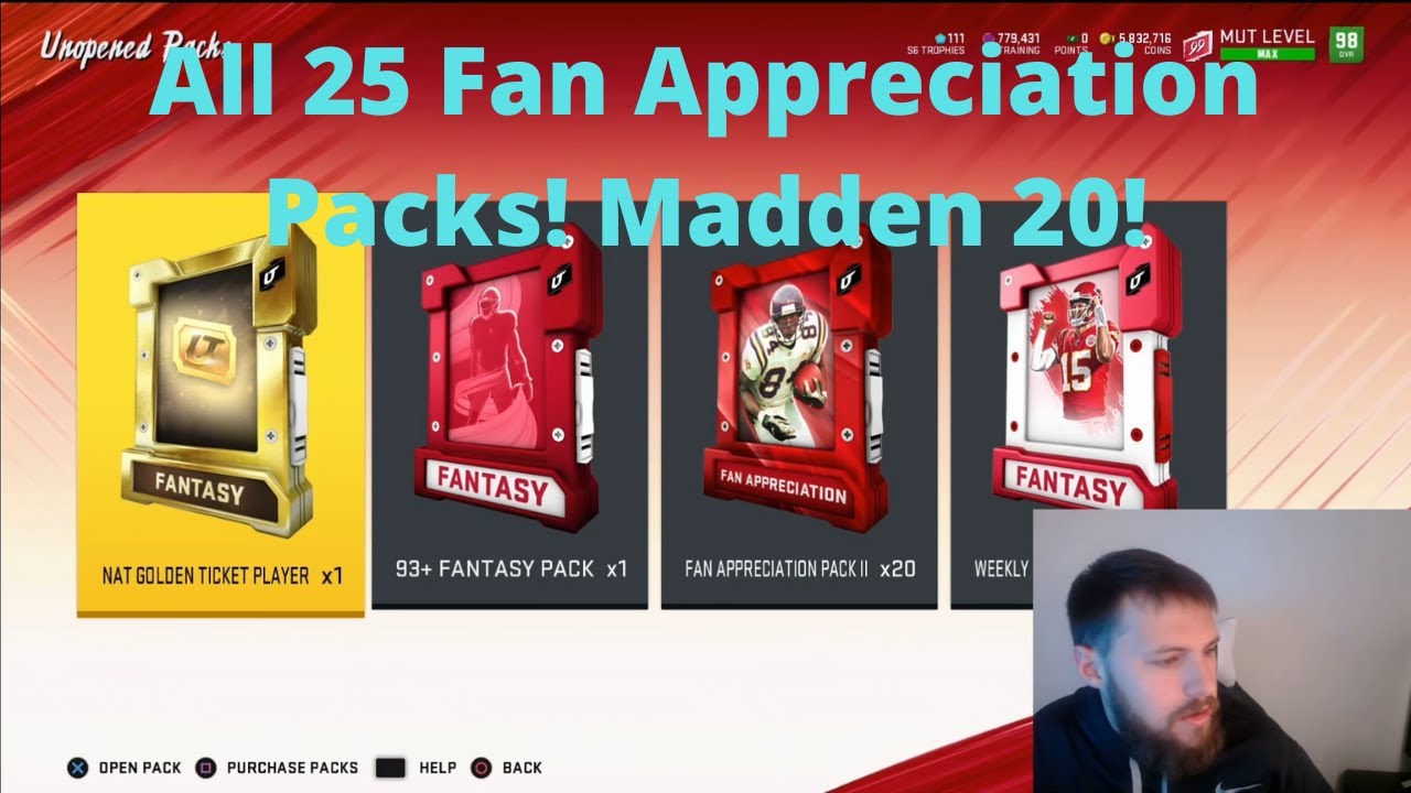 All 25 Fan Appreciation Packs! Madden 20! - YouTube