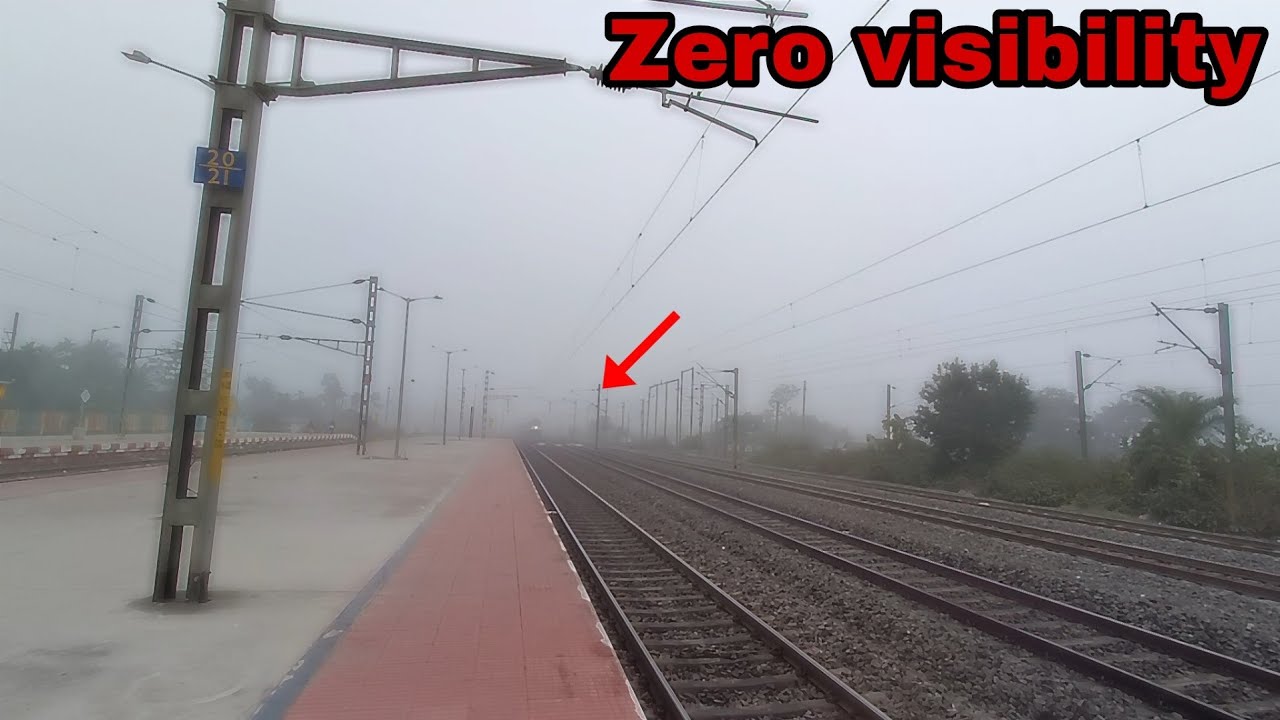 Dangerous high speedy trains running on zero visibility - YouTube