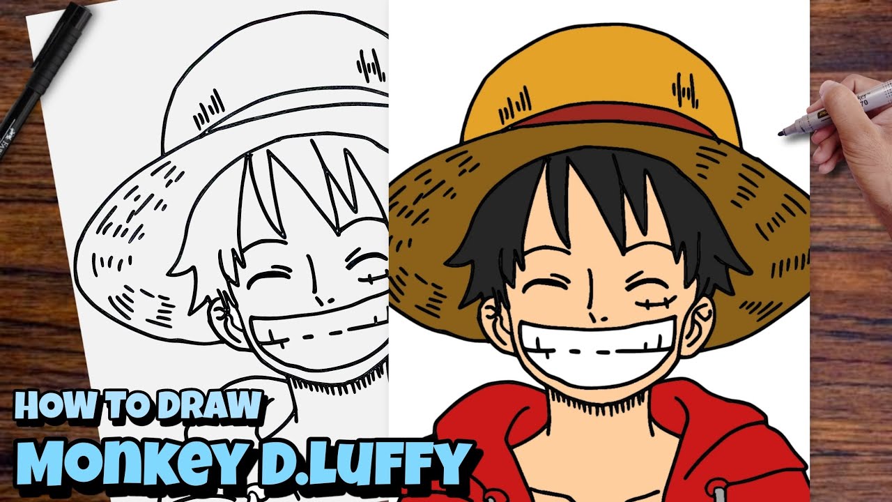 How to draw MONKEY D LUFFY easy step by step drawing tutorial - YouTube