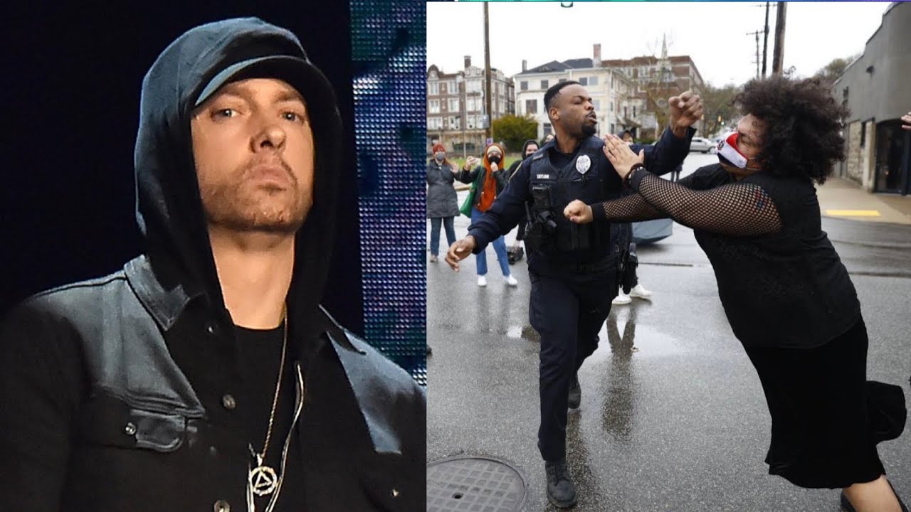 Eminem responds to Black Cop punches BLM protester - YouTube