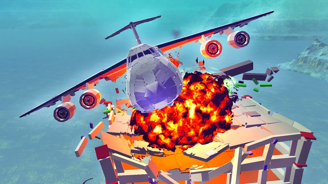 PLANE FALL IN DESTRUCTION BUILDING #13 | BESIEGE - YouTube