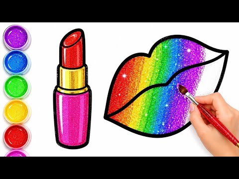 💄 Learn Colors with Glitter Lipstick ✨🌈 | Easy Drawing, Painting & Coloring for Kids & Toddlers 🎨