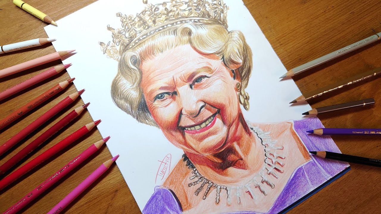 Queen Elizabeth II on drawing colored pencils | artwork dumit3 arts ...