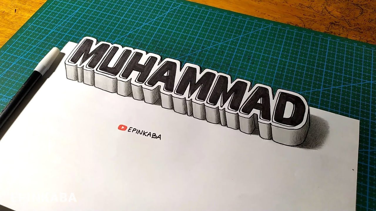 Cara Membuat Nama MUHAMMAD 3D | Gambar 3 Dimensi | Menggambar 3D - YouTube