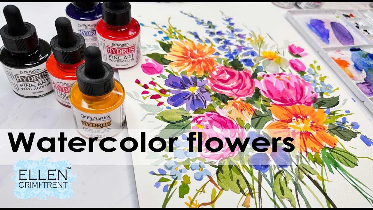 Watercolor Flowers using Dr, Ph Martins Hydra watercolor - YouTube