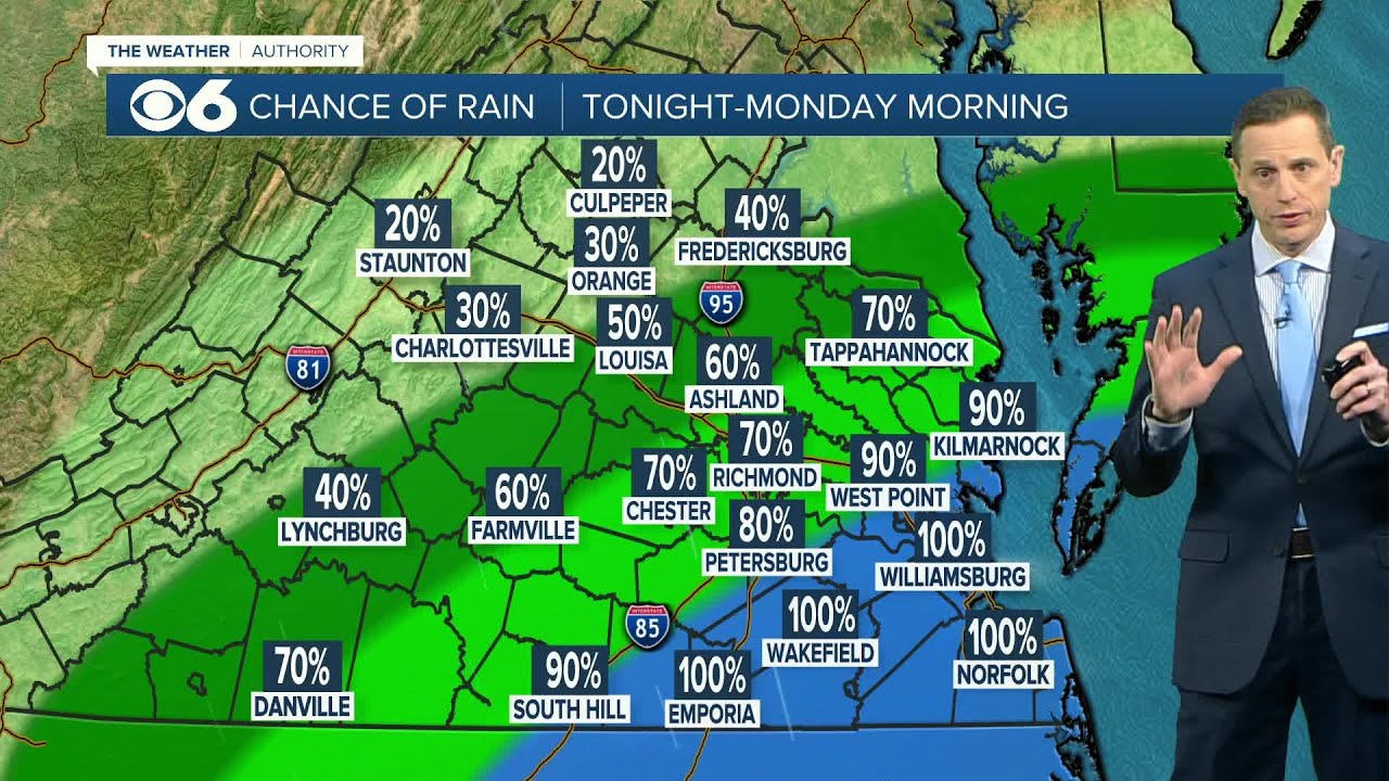 Hour-by-hour look at rain moving into Virginia Sunday night into Monday ...