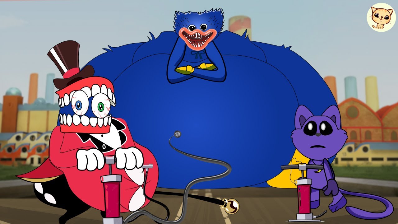 Fat Caine and Catnap Smiling Critters inflation Fat Huggy Wuggy - YouTube