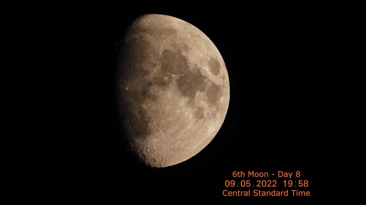 Moon Phase - September 5, 2022 7:58 PM CST (6th Moon Day 8) - YouTube