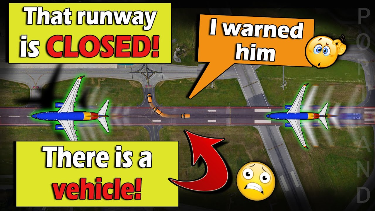 Southwest TAKEOFF ON CLOSED RUNWAY | Vehicles Have to Run Away! - YouTube