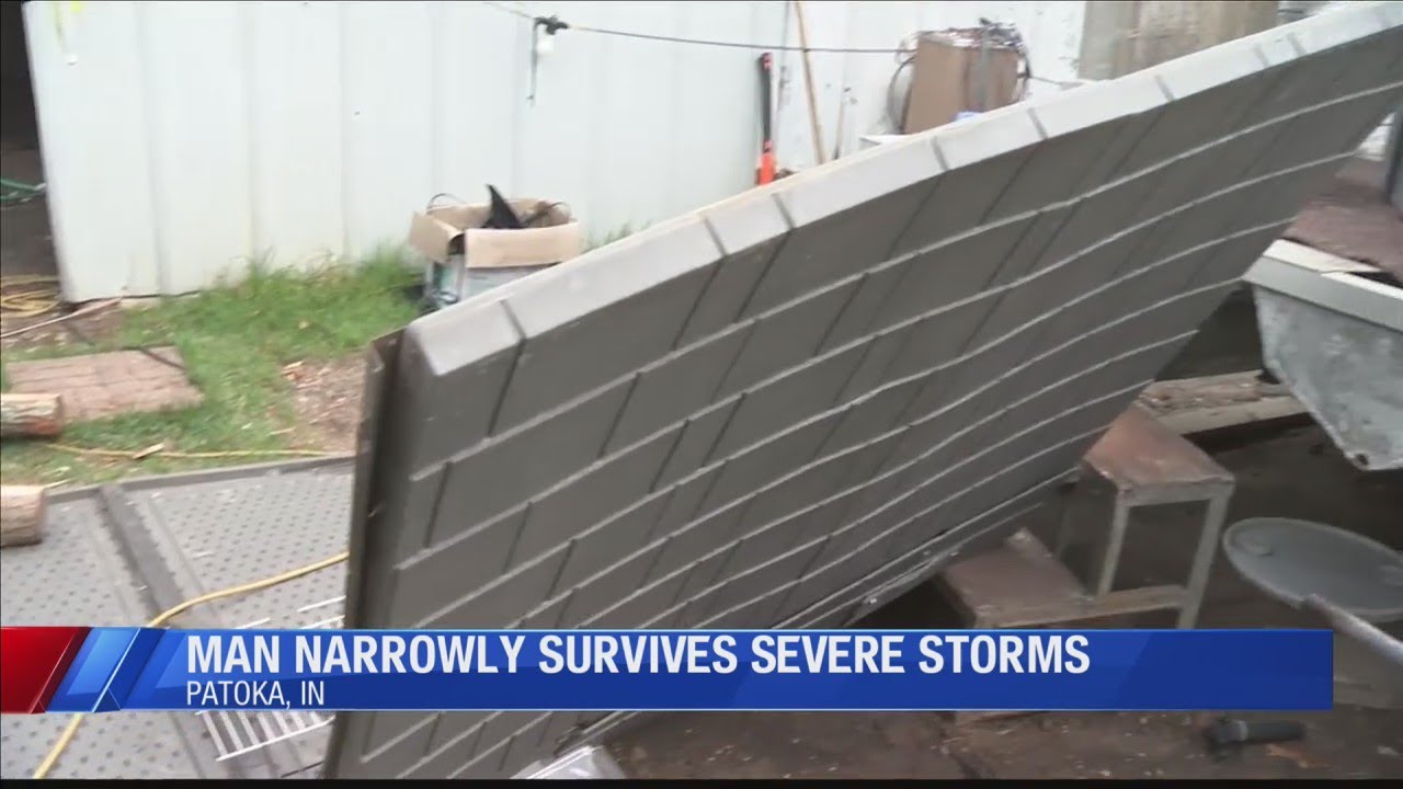 Patoka man feeling lucky after surviving storm - YouTube
