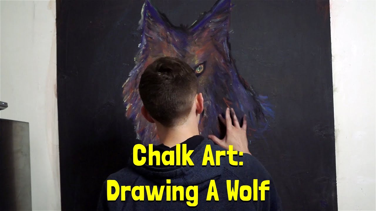 Chalk Art: Drawing A Wolf - YouTube